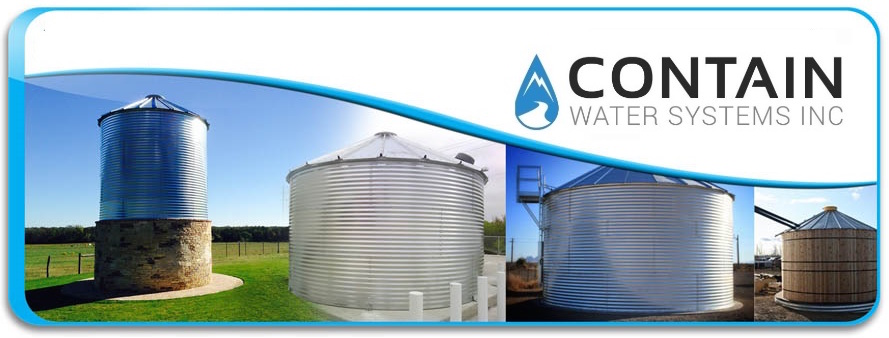 Four large water storage tanks from Contain Water Systems Inc. in an ...